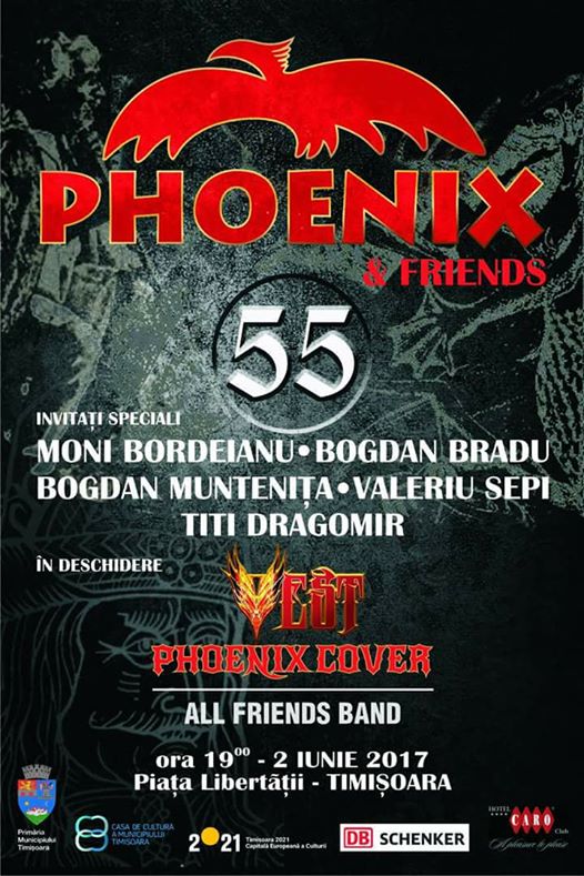Concert extraordinar„PHOENIX &FRIENDS 55” ora 19, în Piaţa Libertăţii