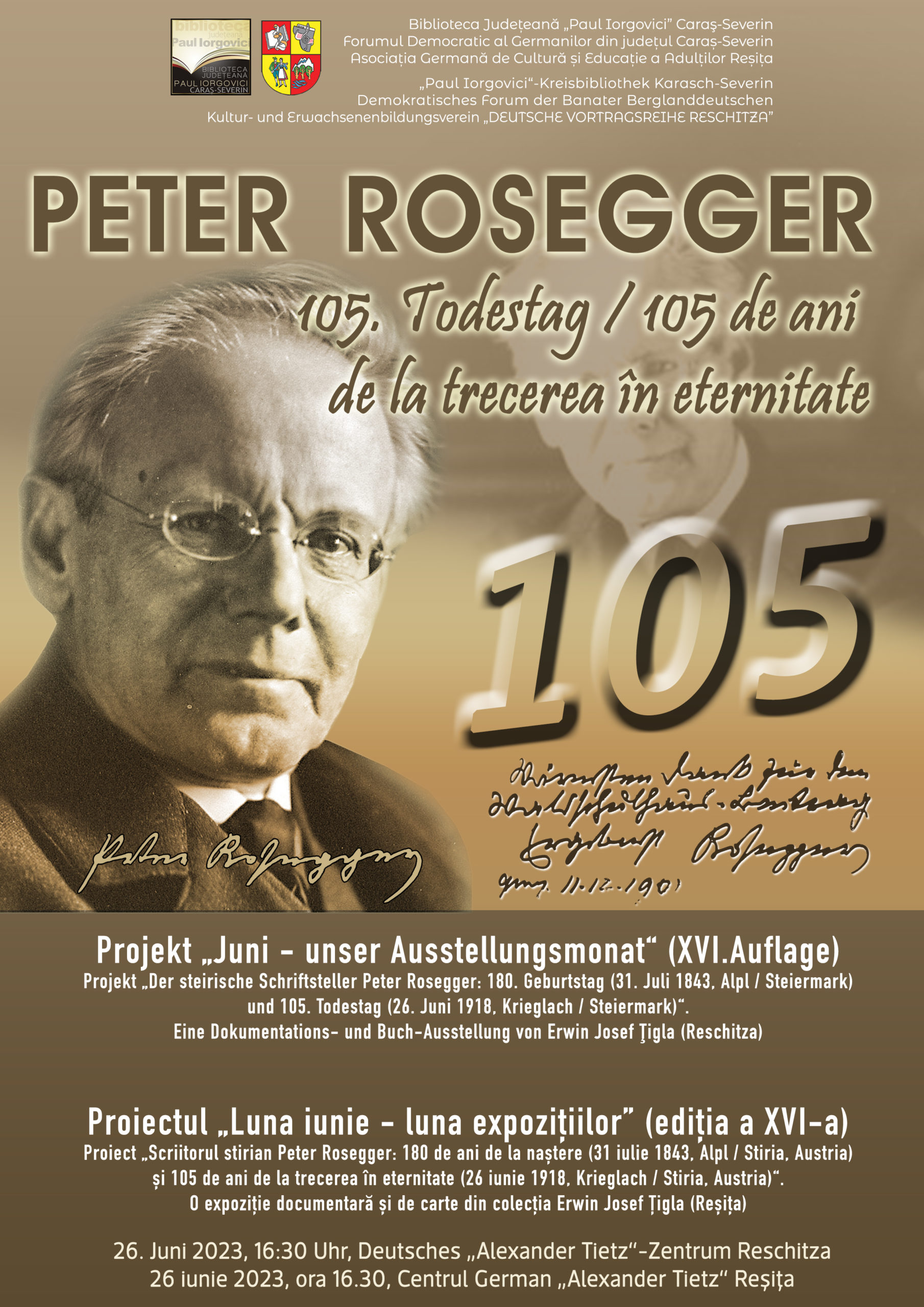 Scriitorul Peter Rosegger, comemorat la Reşiţa » Radio România Reșița