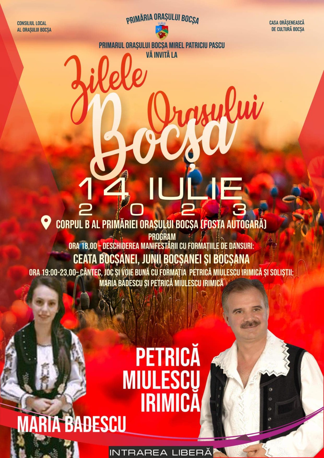 Petrica Miulescu Irimică şi Andra vor urca pe scena din Bocşa cu ocazia ...