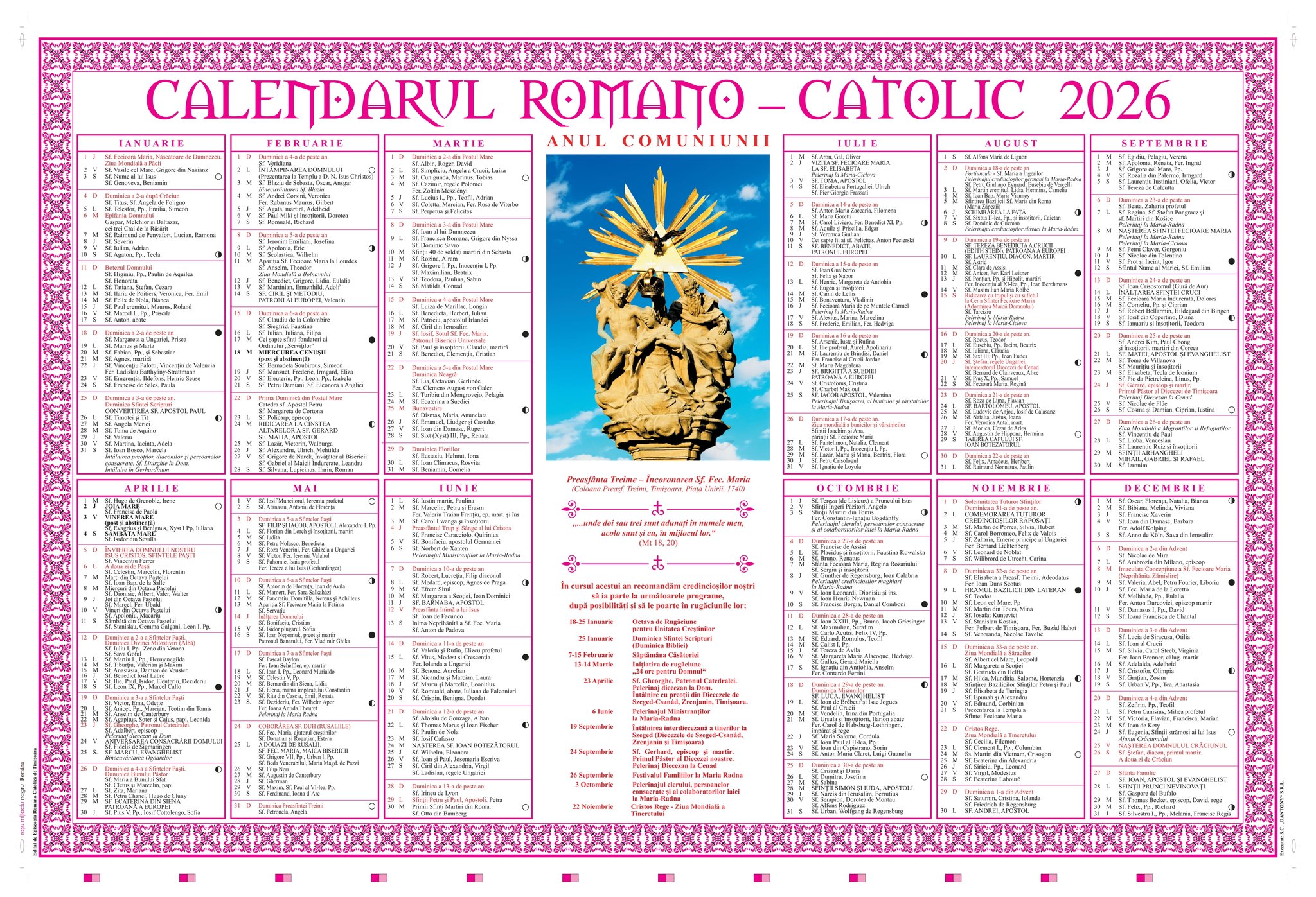 A apărut Calendarul Romano-Catolic de perete pentru 2026 » Radio ...