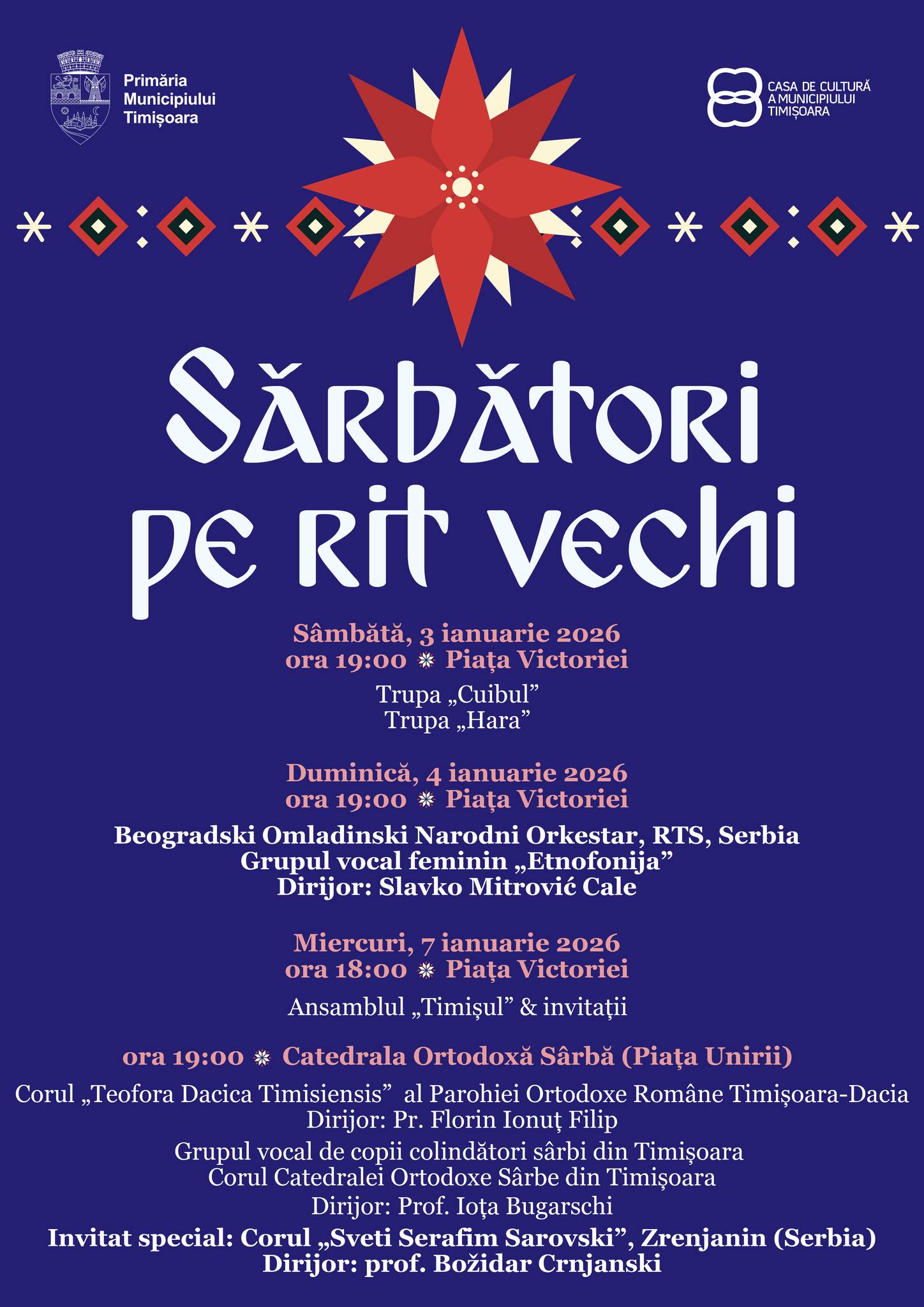 Sărbători de rit vechi la Timișoara 2026. Concerte de colinde și muzică ...